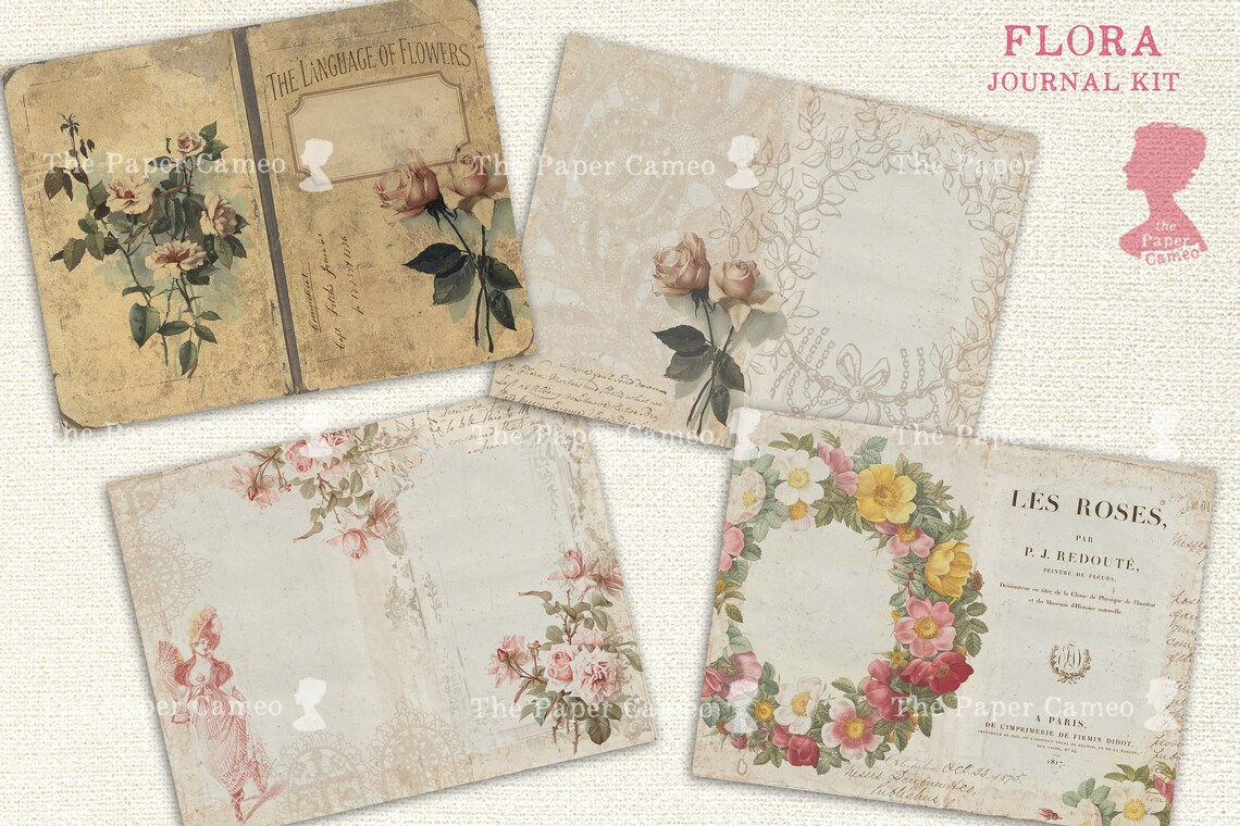 FLORA Journal Floral Journal Printable Digital Vintage - Etsy
