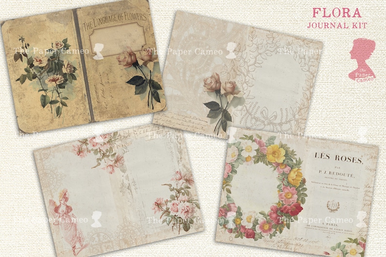 FLORA Journal, Floral Journal Printable Digital, Vintage Flowers ...