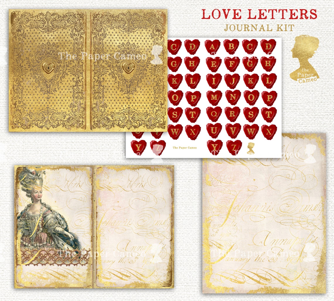 LOVE LETTERS, Marie Antoinette Printable, Vintage French Style Ephemera ...