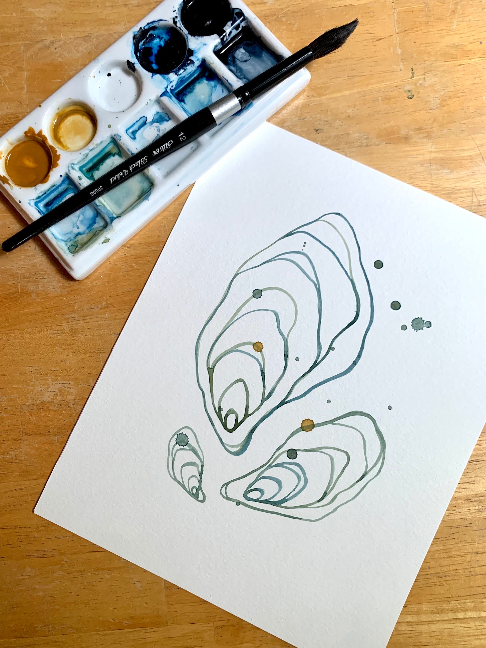 Oyster Shells, Minimalist Watercolor, (original Not a Print), 8x10” - Etsy