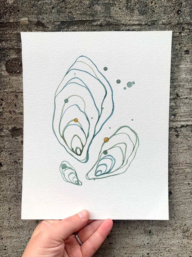 Oyster Shells, Minimalist Watercolor, (original Not a Print), 8x10” - Etsy