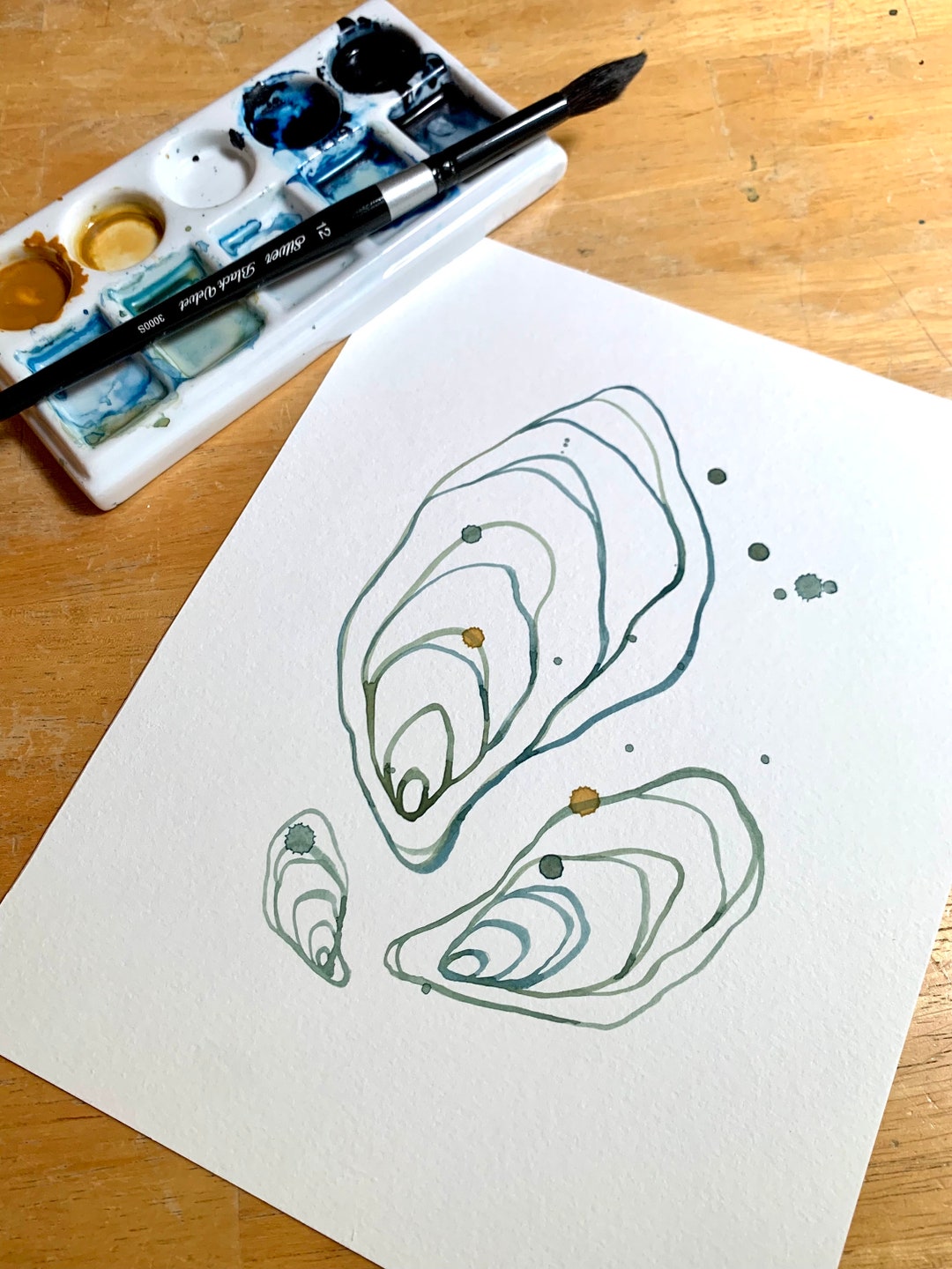 Oyster Shells, Minimalist Watercolor, (original Not a Print), 8x10” - Etsy