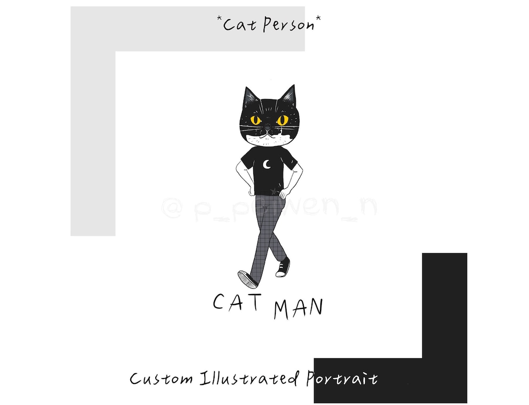 Cat Person | Custom Illustrated Portrait, Turn You Cat Into a Human ...