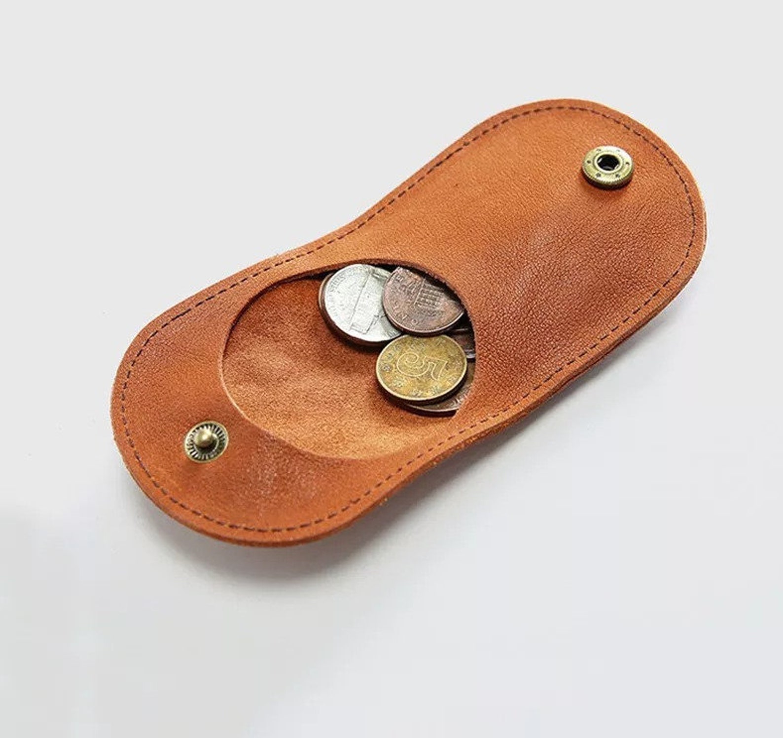 Japanese Style Genuine Leather Coin Purse Woman Men Vintage - Etsy