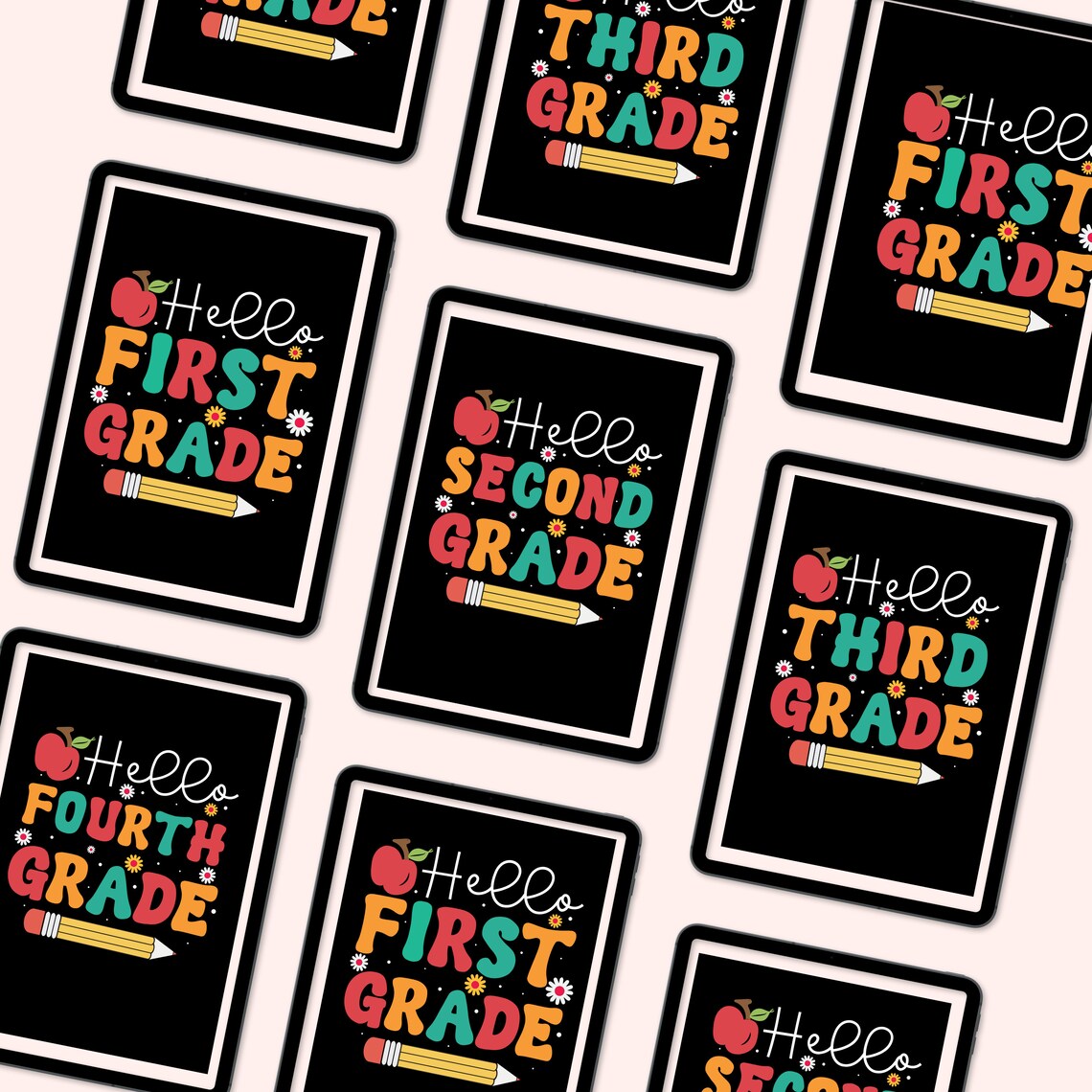 Hello Grade Level SVG First, Second, Third, Fourth Grade, School SVG ...