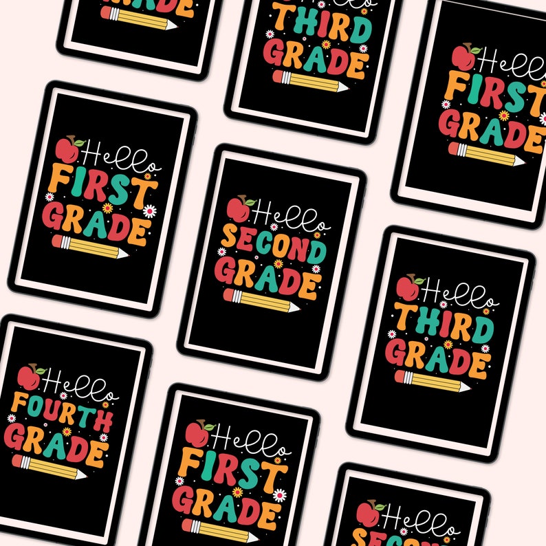 Hello Grade Level SVG First, Second, Third, Fourth Grade, School SVG ...