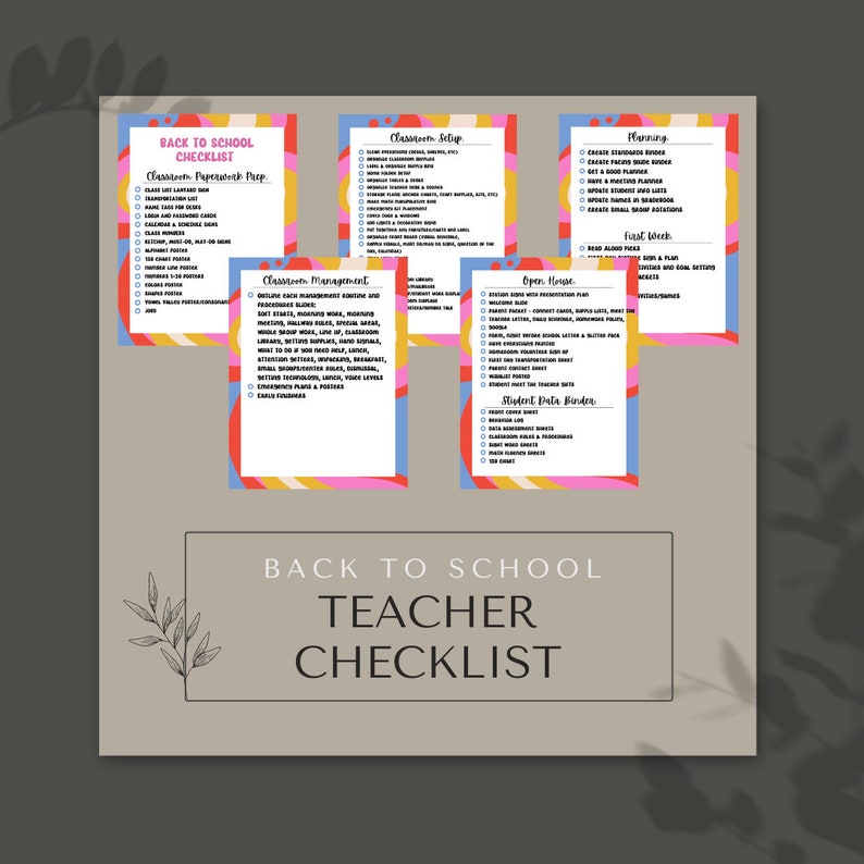 Back to School Teacher Checklist, Elementary Teacher, Organization - Etsy