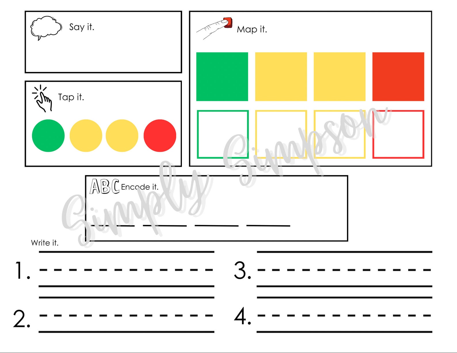 Explicit Phonics Instructional Mat - 4 Phonemes - Etsy
