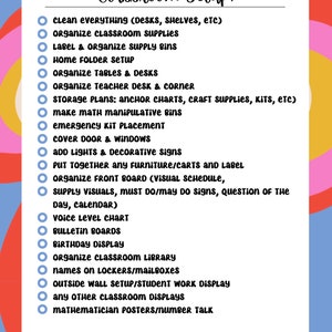 Back to School Teacher Checklist, Elementary Teacher, Organization - Etsy