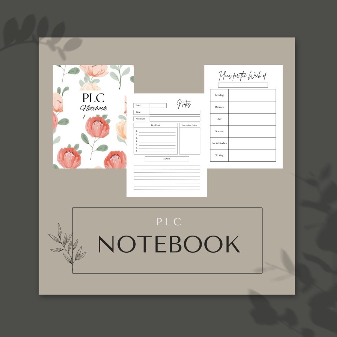 Professional Learning Community PLC Notebook for Teachers, Digital ...