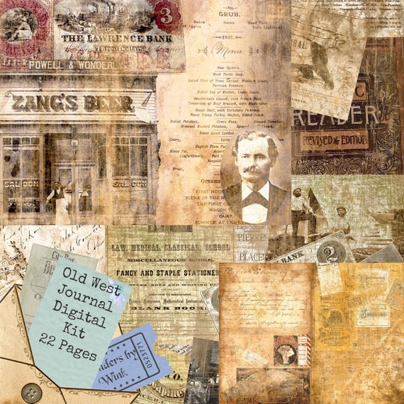 Wild West Digital Journal Kit Collage Papers Old West - Etsy