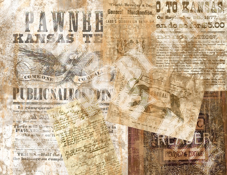 Wild West Digital Journal Kit - Collage Papers - Old West Ranch Cowboy ...