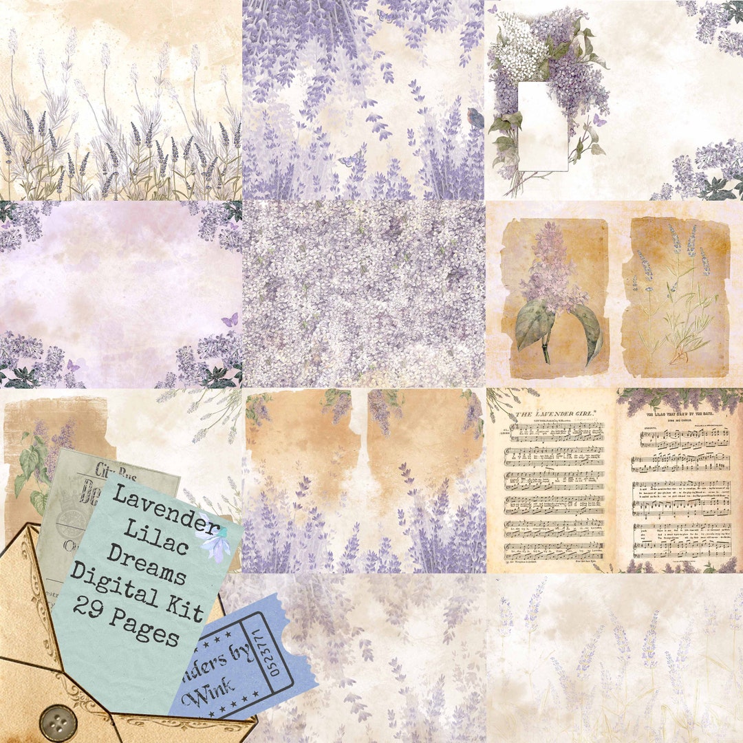 Lavender Lilac Dreams Journal Digital Kit - 29 Pages - Floral Dairy ...