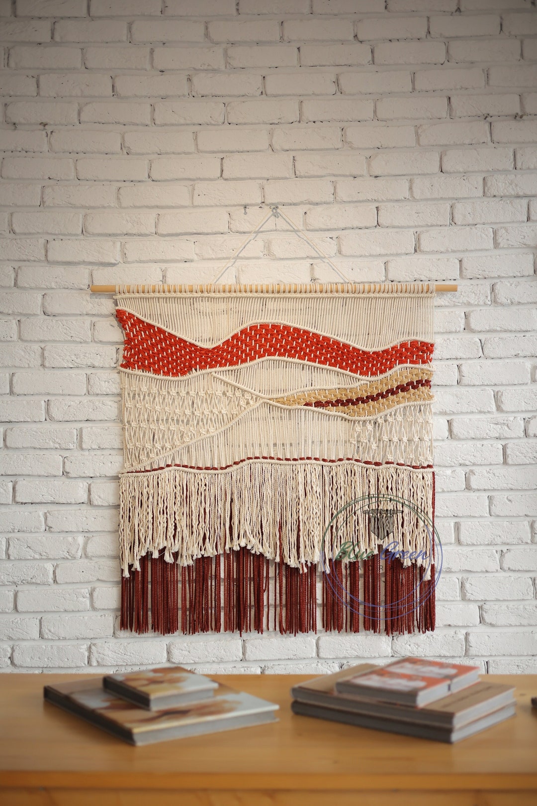 Natural Cotton Rope Boho Macrame Wall Hanging – Mountain Pattern for ...
