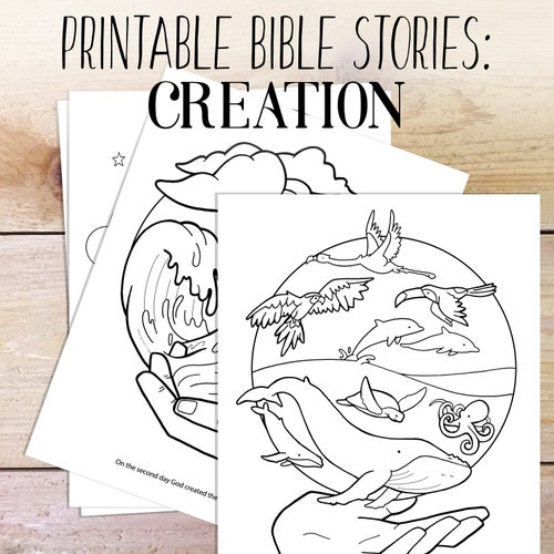 Bible Study Creation Story Kids Coloring Bible Printable - Etsy