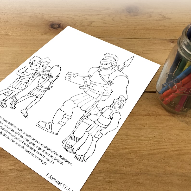 Bible Study | David and Goliath | Kids Coloring | Bible Printable ...