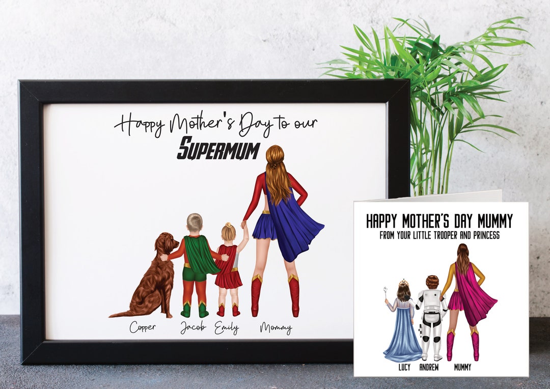 Personalised Mother's Day Gift, Superhero Print, Mother's Day Print ...