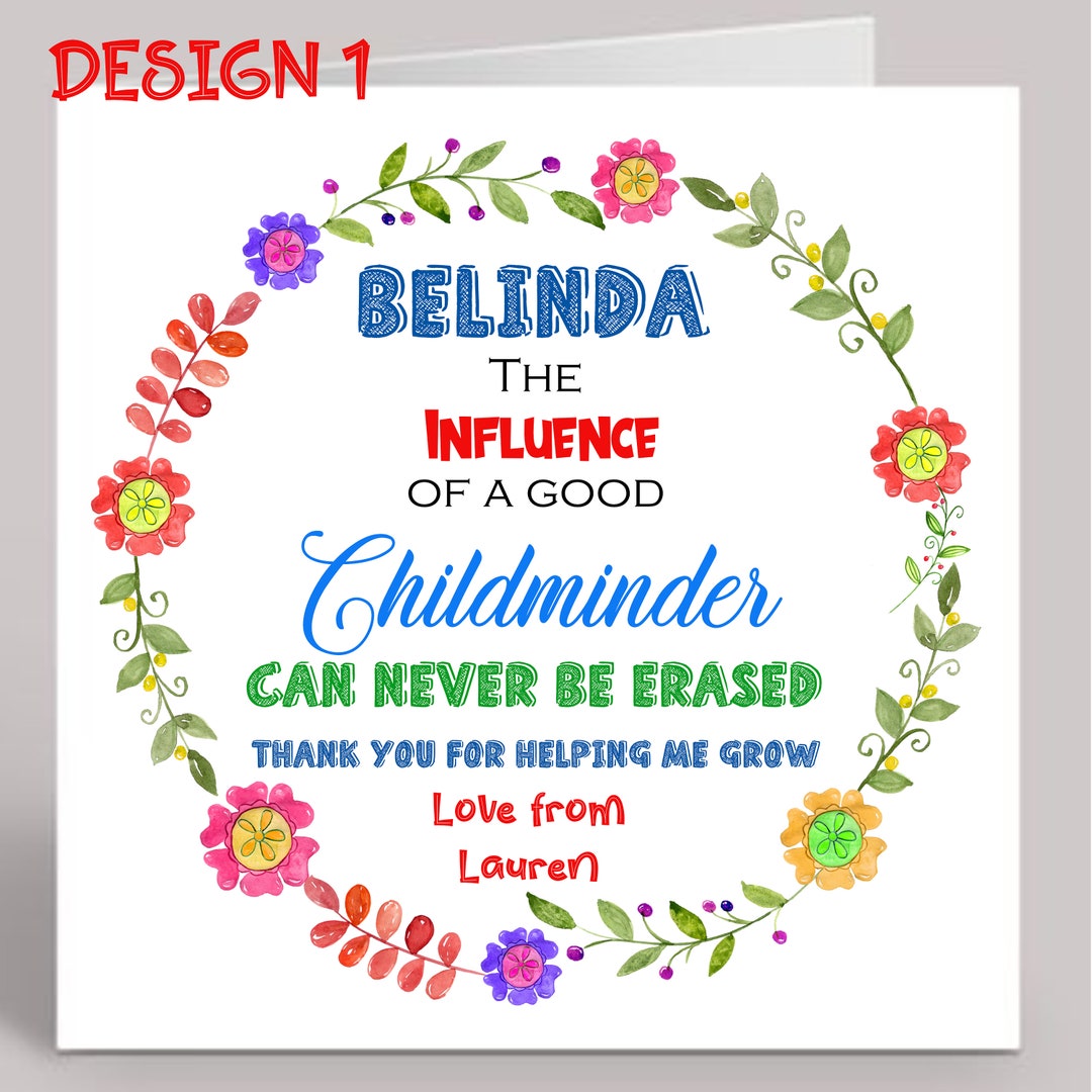 Personalised Childminder Card Thank You Childminder, TA, Childminder ...