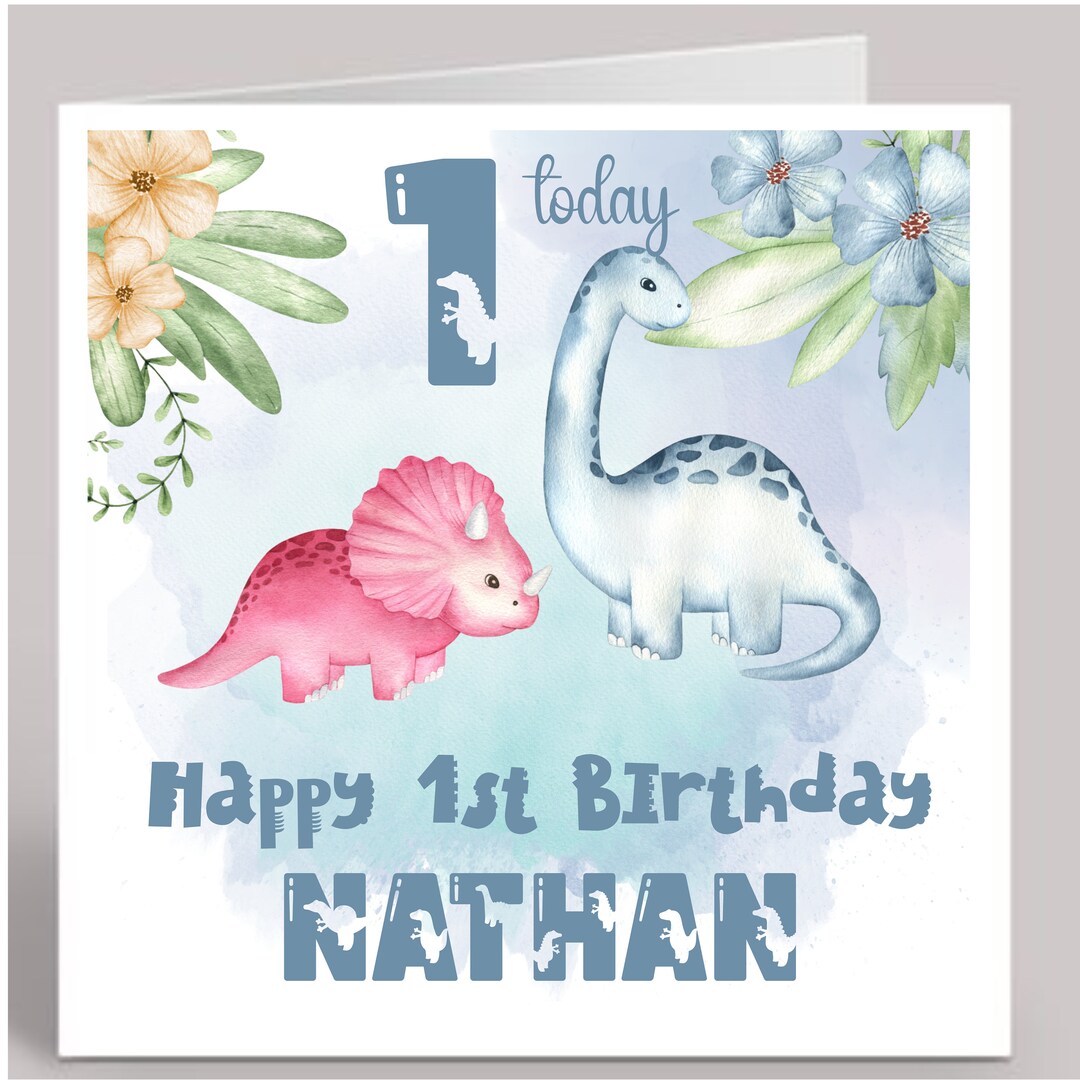 Personalised Dinosaur Theme Birthday Greeting Card 1st 2nd 3rd - Etsy