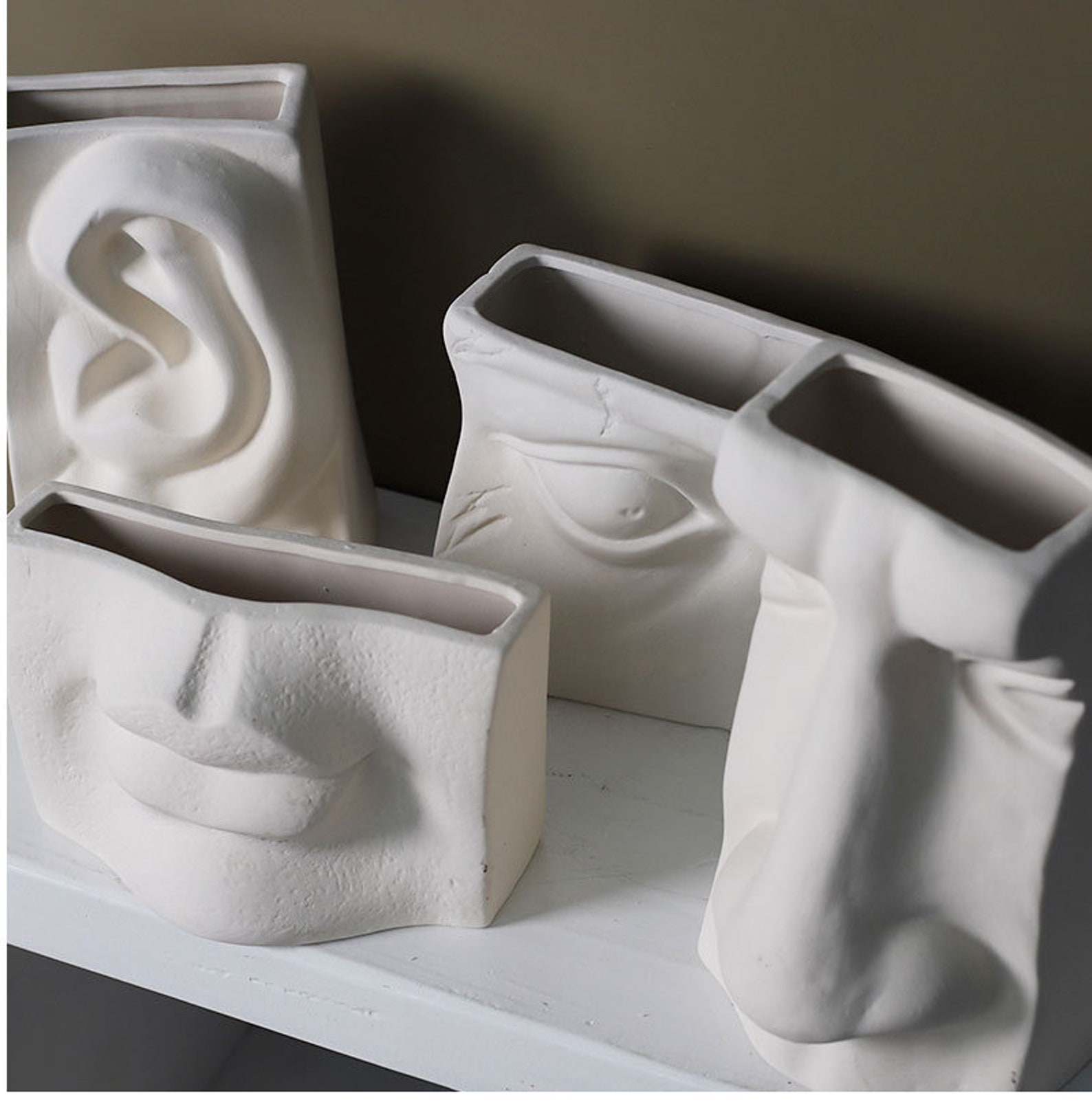 Face Vase Features Nose Ears Eyes Mouth Ceramic Designer - Etsy