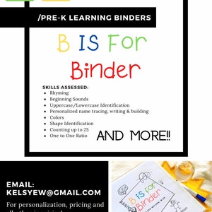 Pre-k “B is for Binder” PDF Download - Etsy