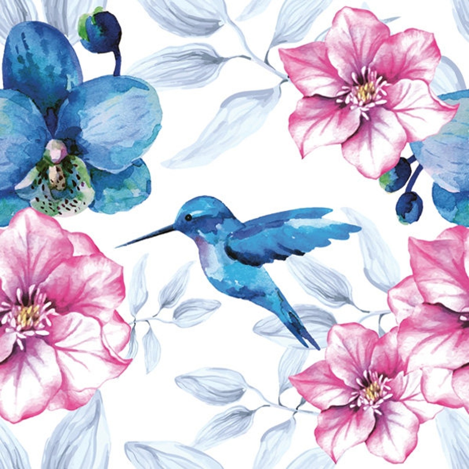 3 Decoupage Paper Napkins Blue Hummingbird Crafting Tissue - Etsy