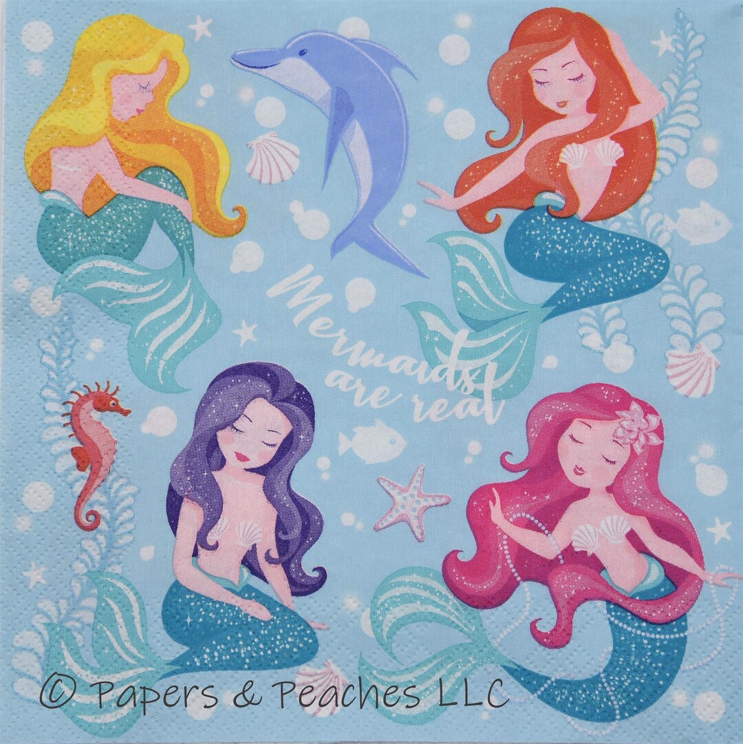 3 Decoupage Paper Napkins Pretty Mermaids Crafting Tissue - Etsy