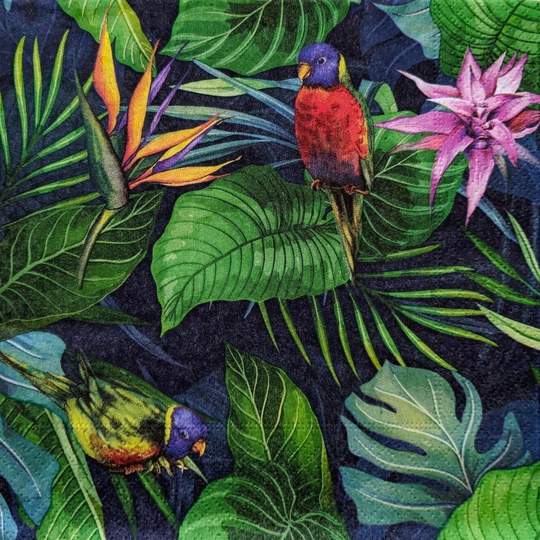 3 Decoupage Paper Napkins | Tropical Paradise | Crafting Tissue | - Etsy