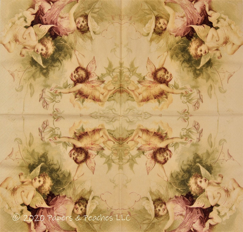 3 Decoupage Paper Napkins Vintage Angels Crafting Tissue - Etsy