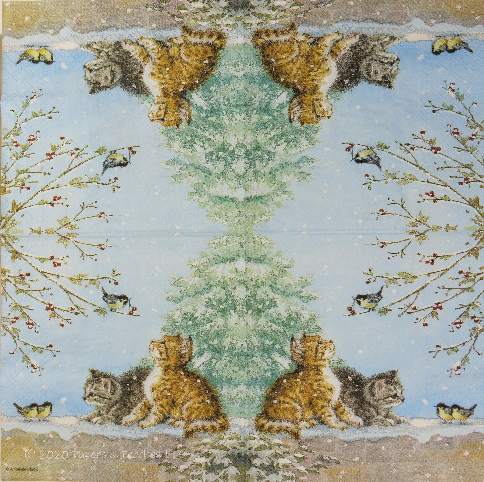 3 Decoupage Paper Napkins Kittens With Friends Cute Cats - Etsy