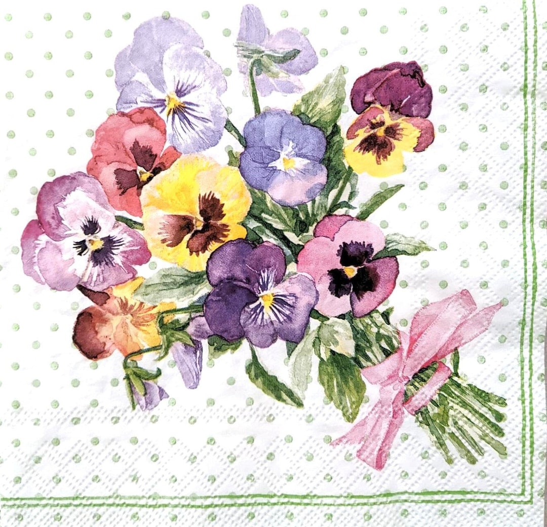 3 Decoupage Paper Napkins Pansy Bouquet Crafting Tissue - Etsy
