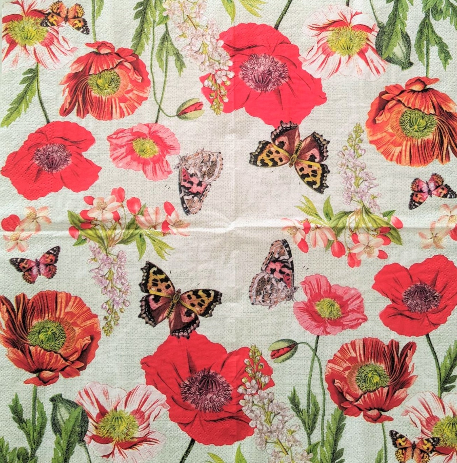 3 Decoupage Paper Napkins Bright Poppies Crafting Tissue - Etsy