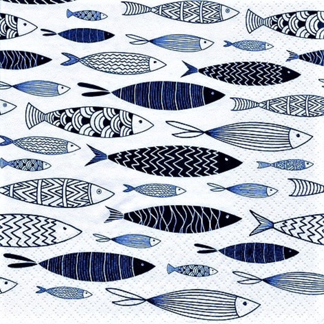 3 Decoupage Paper Napkins Fish Parade Crafting Tissue - Etsy