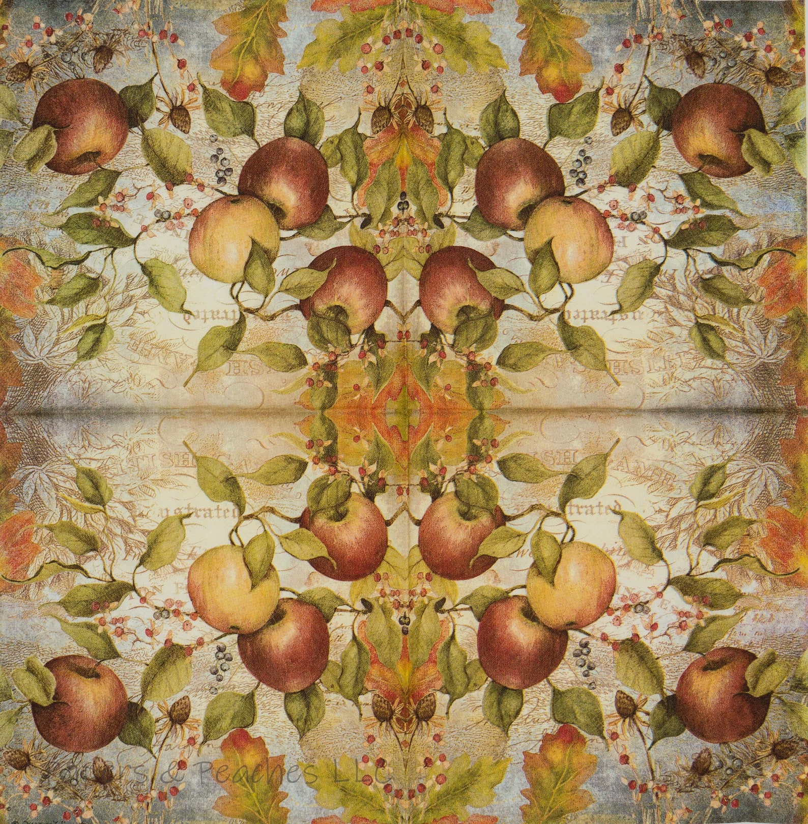 3 Decoupage Paper Napkins Golden Apples Crafting Tissue - Etsy