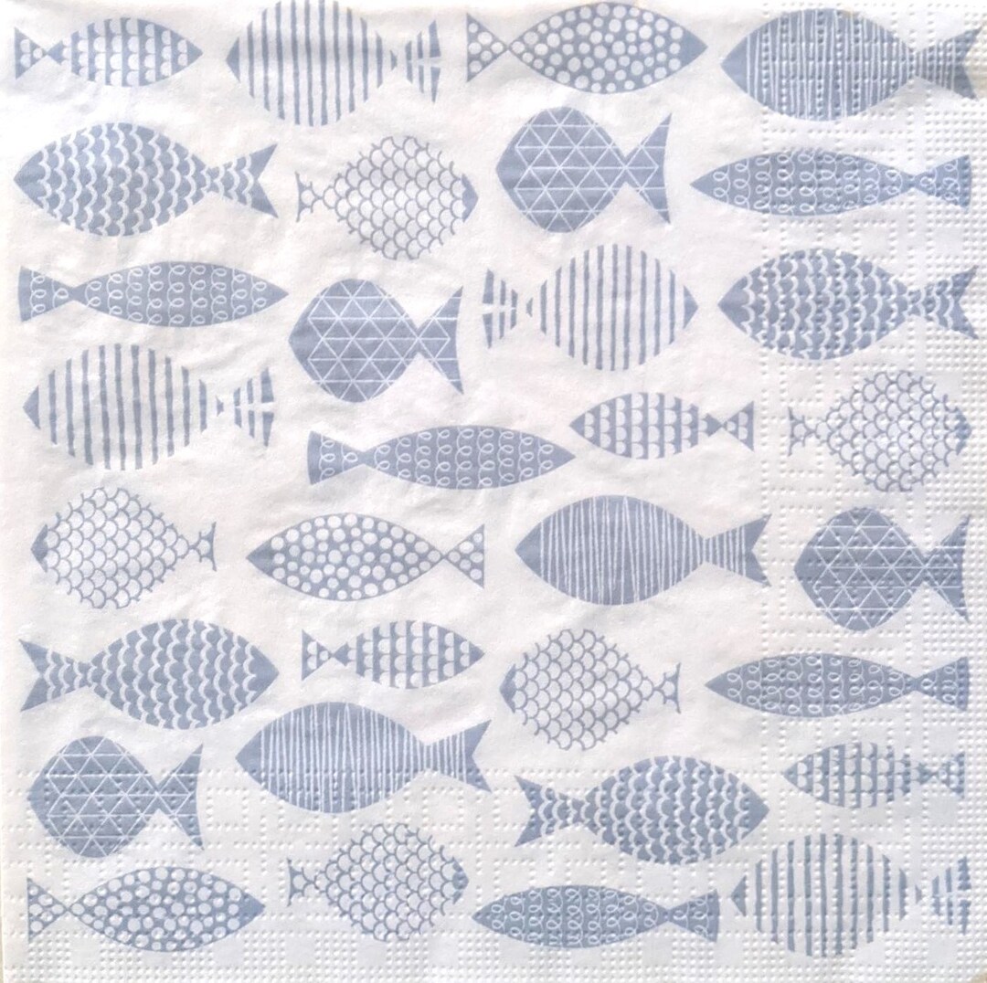 Decoupage Paper Napkins | Subtle Fish Pattern | Crafting Tissue | - Etsy