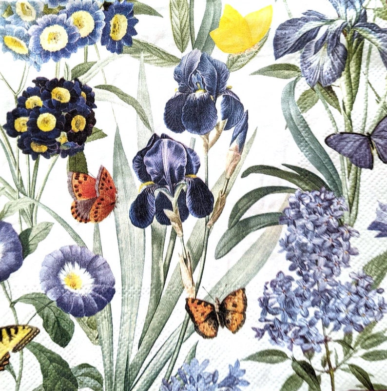 20 Pack Decorative Paper Napkins | Blue Florals | Enchanted Garden ...