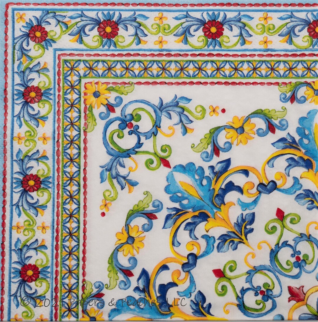 3 Decoupage Paper Napkins | Spanish Floral Folklore Blue | Crafting ...