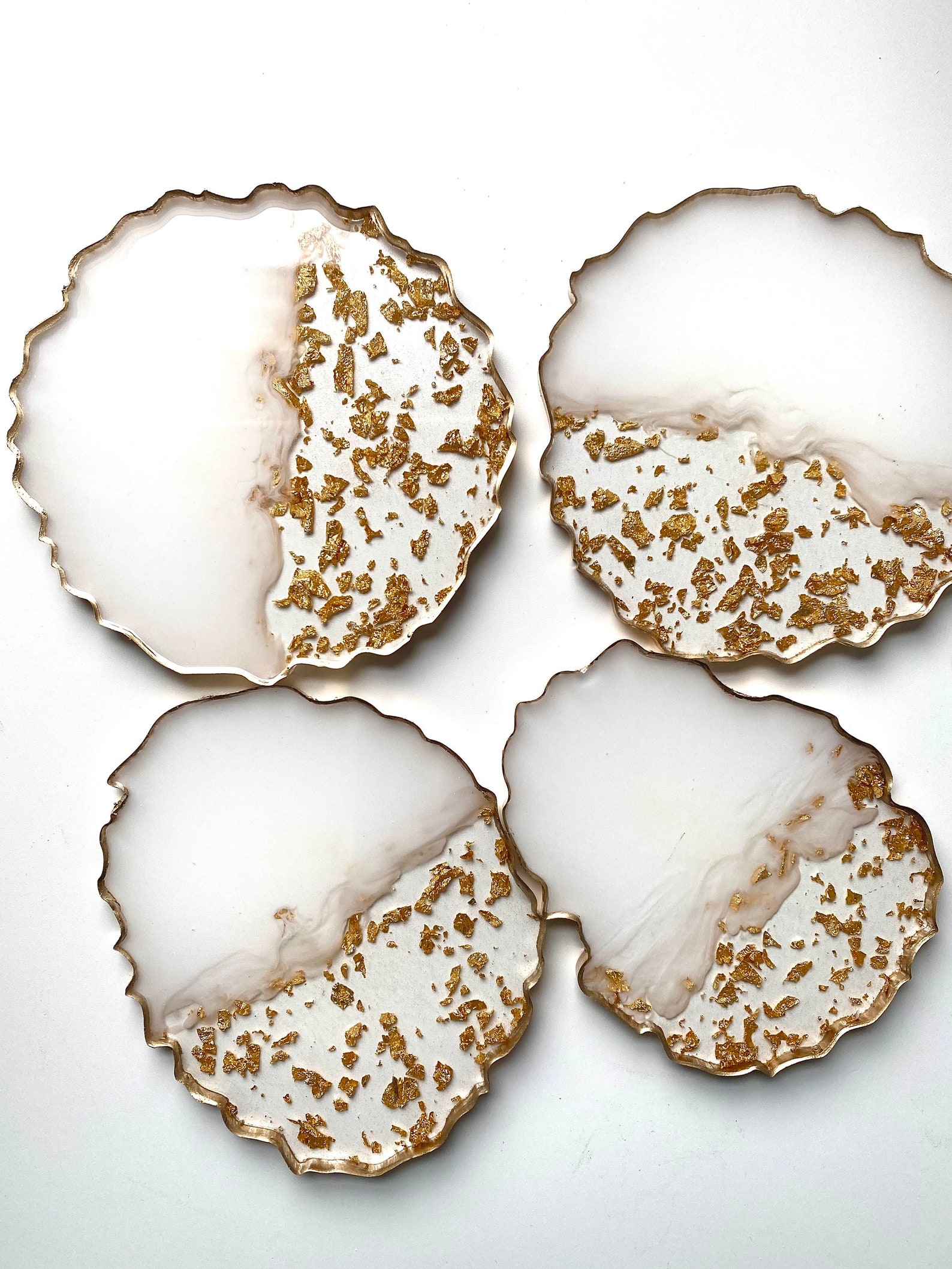 White and Gold Resin Tray and Coasters Geode Tray With - Etsy Canada