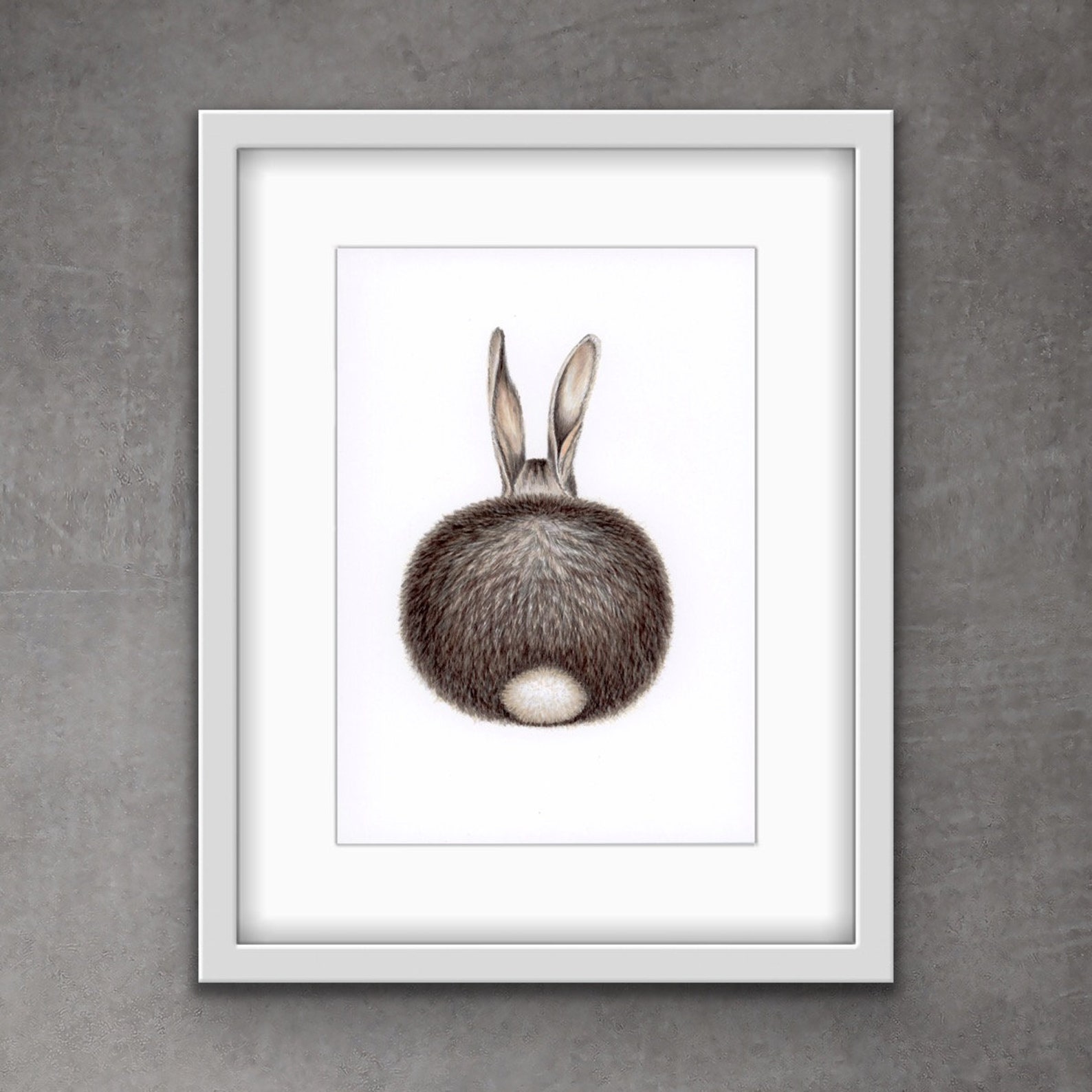 Bunny Tail PRINT, Nursery Clipart Bunny, Rabbit Wall Decor, Bunny Butt Drawing, Nursery Animal ...