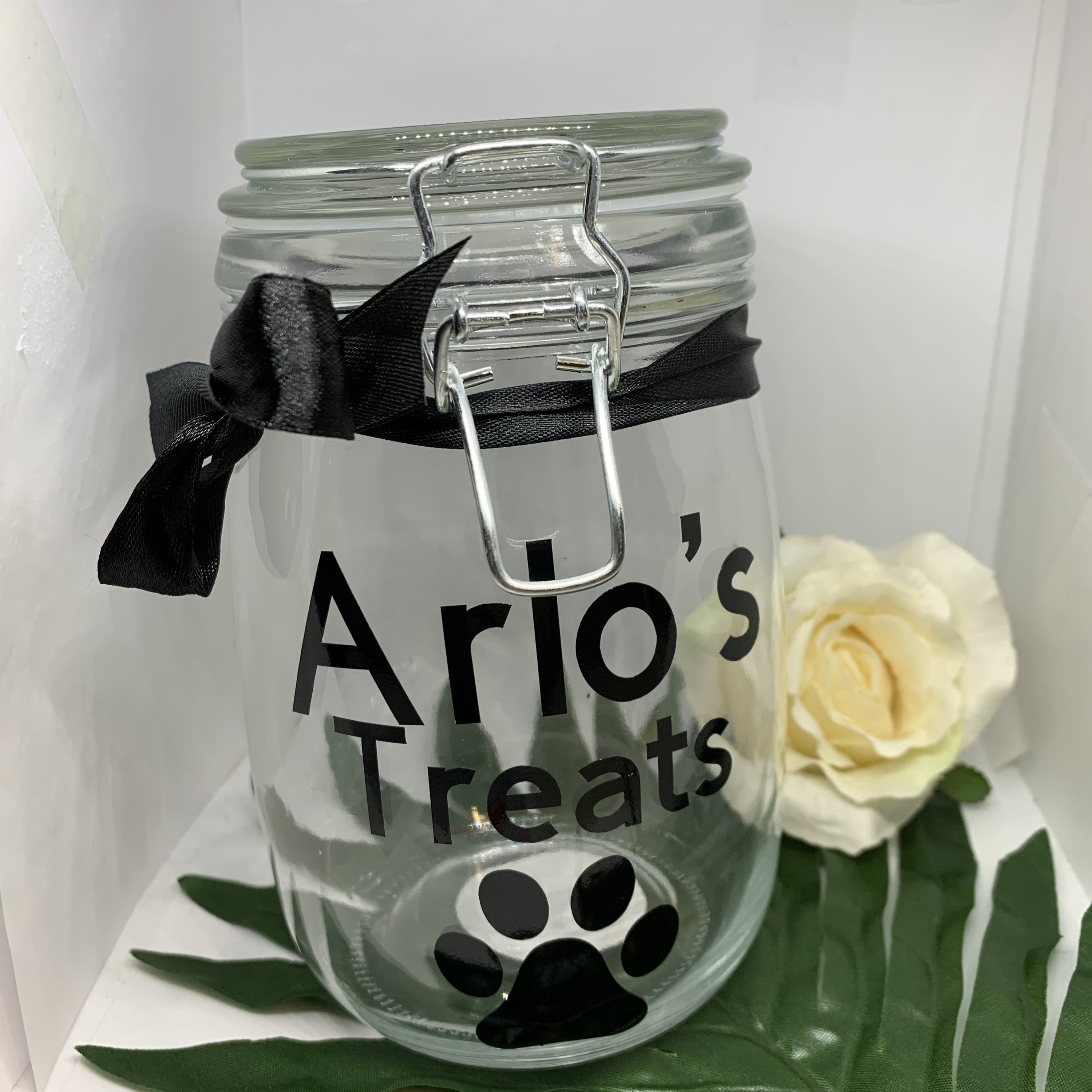 Personalised Paw Print Treat Jar Glass Dog Treat Jar Dog - Etsy