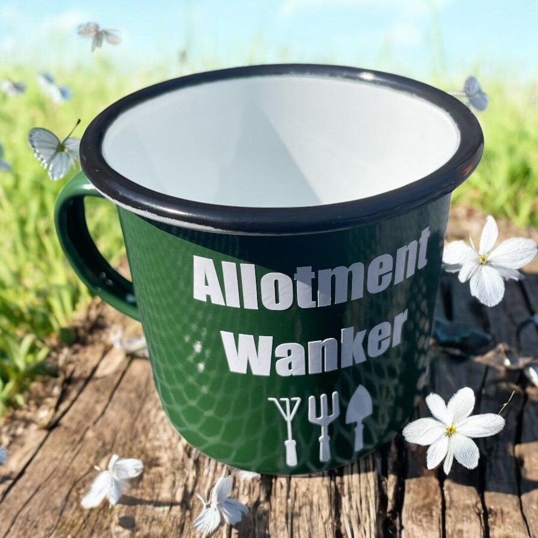 Allotment Wanker Mug, Dark Green or Grey Enamel Mug, Joke Allotment ...