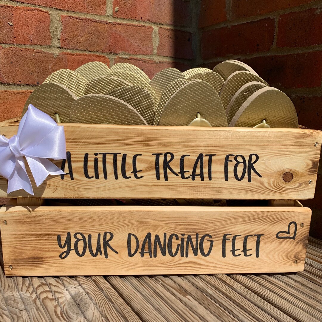 Rustic | Wedding | Flip Flop | Crate | Burnt Wood Finish | Dancing Feet ...