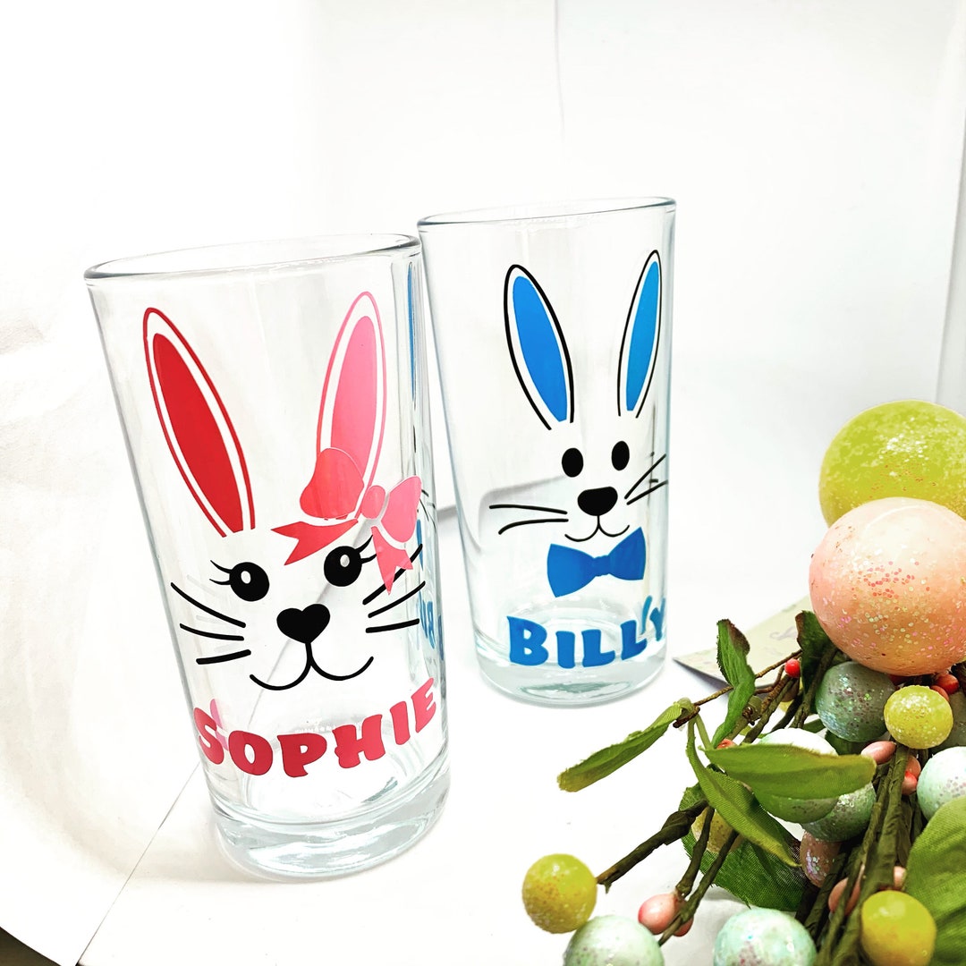Personalised Easter Glass, Easter Bunny Drinking Glasses for Kids ...