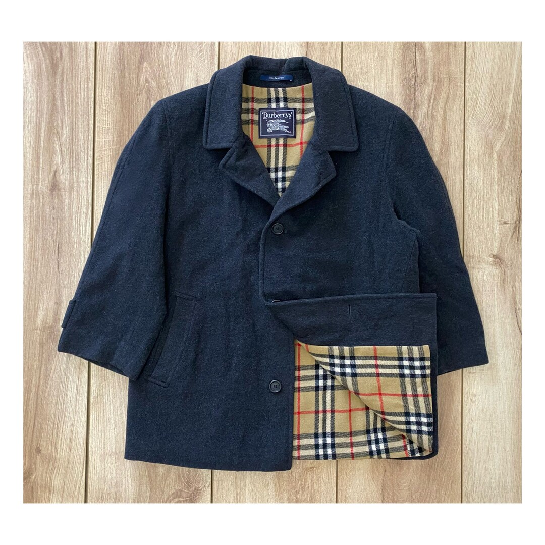 Classic Dark Grey Burberry Wool Coat, Burberry Winter Coat, Size Large ...