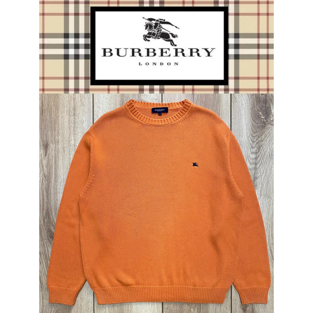 Burberry Crew Neck Sweater, Orange Color, Size XL, Vintage Burberry. - Etsy