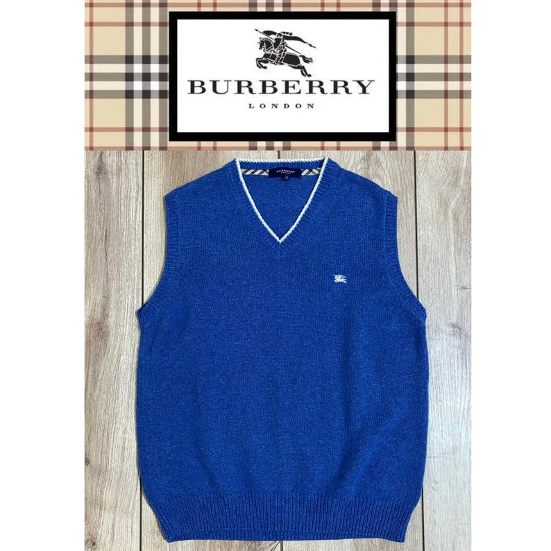 Burberry Vest, V-neck, Blue Color, Size L/XL. - Etsy