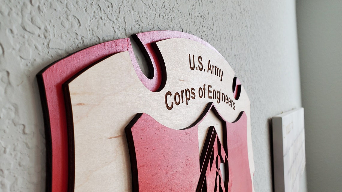 Custom 3D Wooden Engineer Regimental Crest With US Army Corps of ...