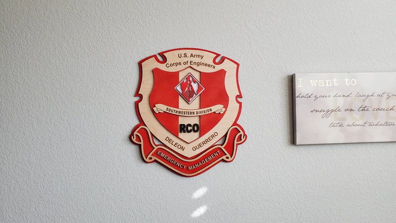 Custom 3D Wooden Engineer Regimental Crest With US Army Corps of ...
