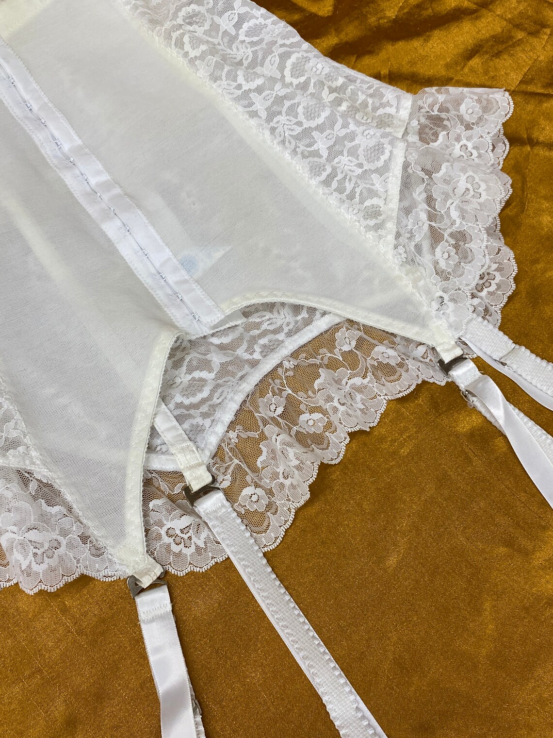 Vintage Corset Size Large XL White Lace Basque Lingerie Top | Etsy