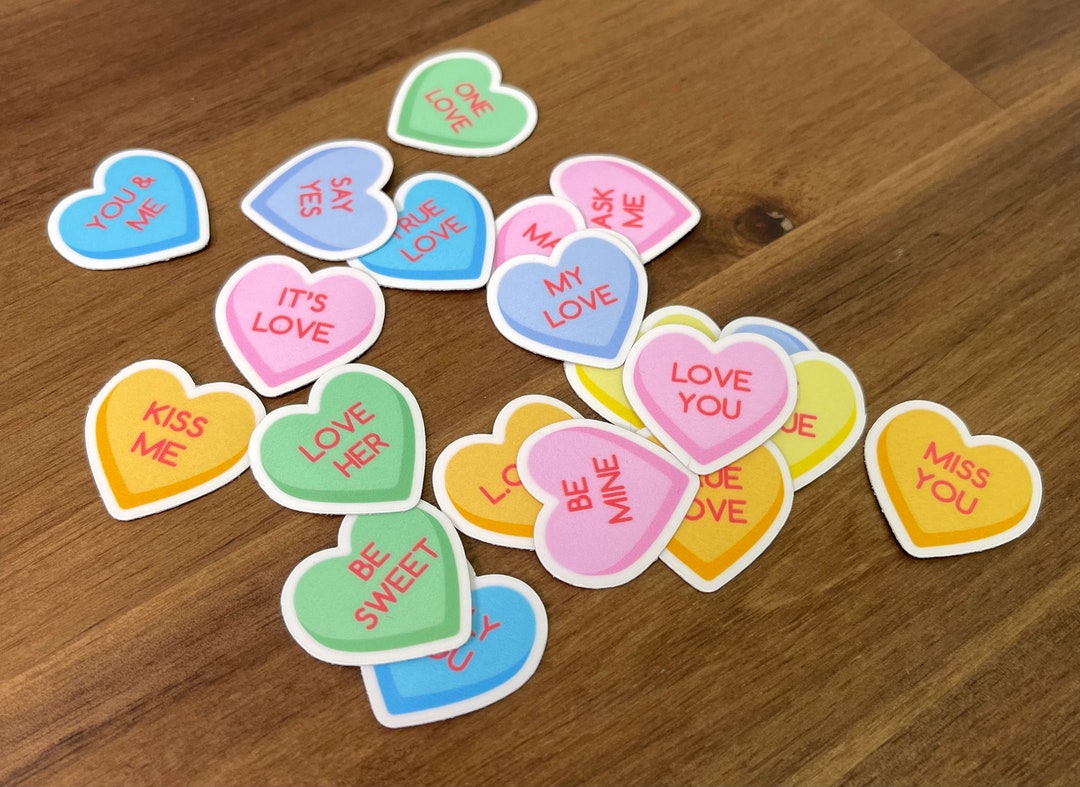 20 Conversation Hearts Stickers All 20 Cute, Fun Stickers Perfect for ...